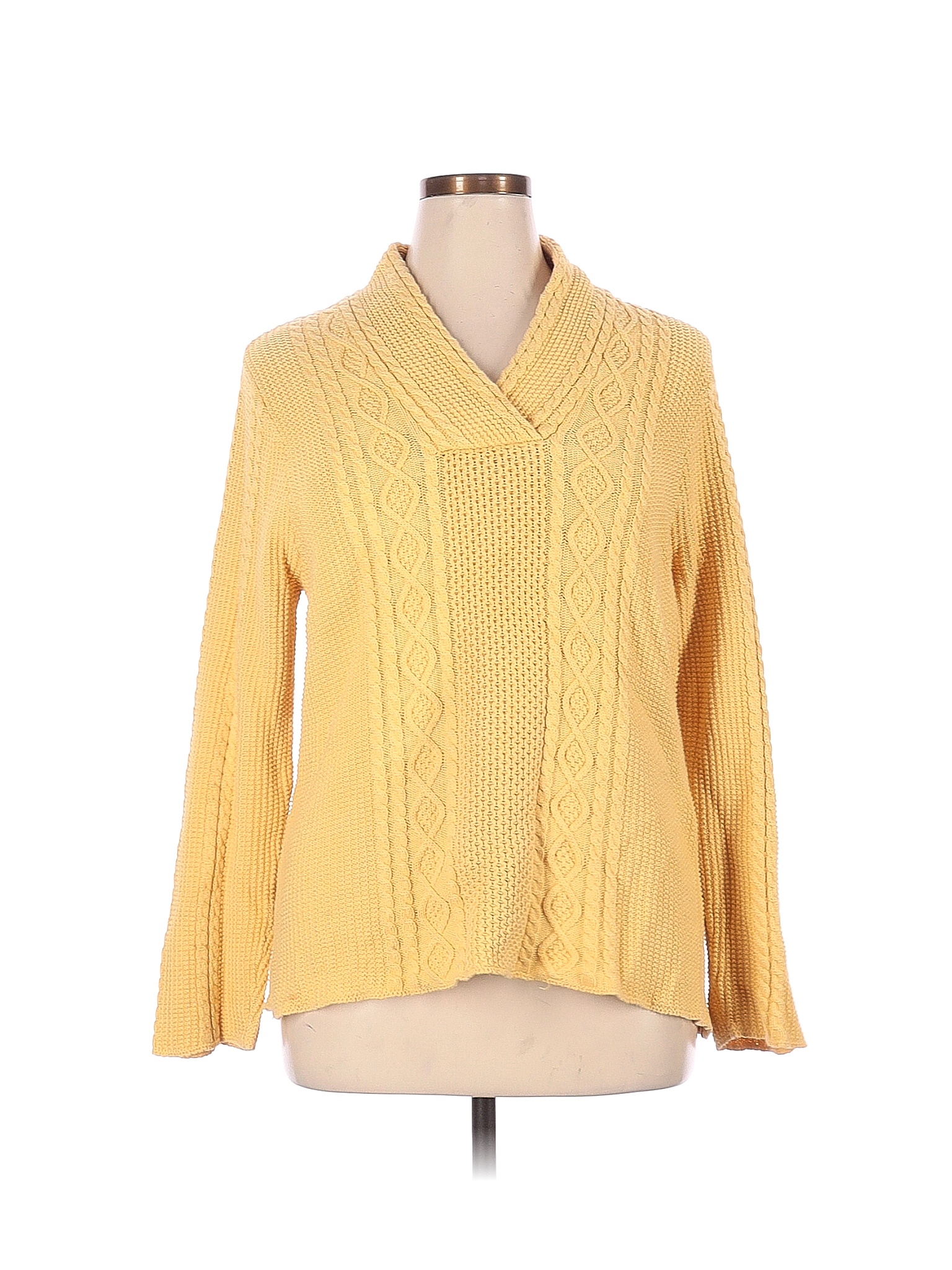 Jeane Pierre Color Block Solid Colored Yellow Pullover Sweater Size XL ...