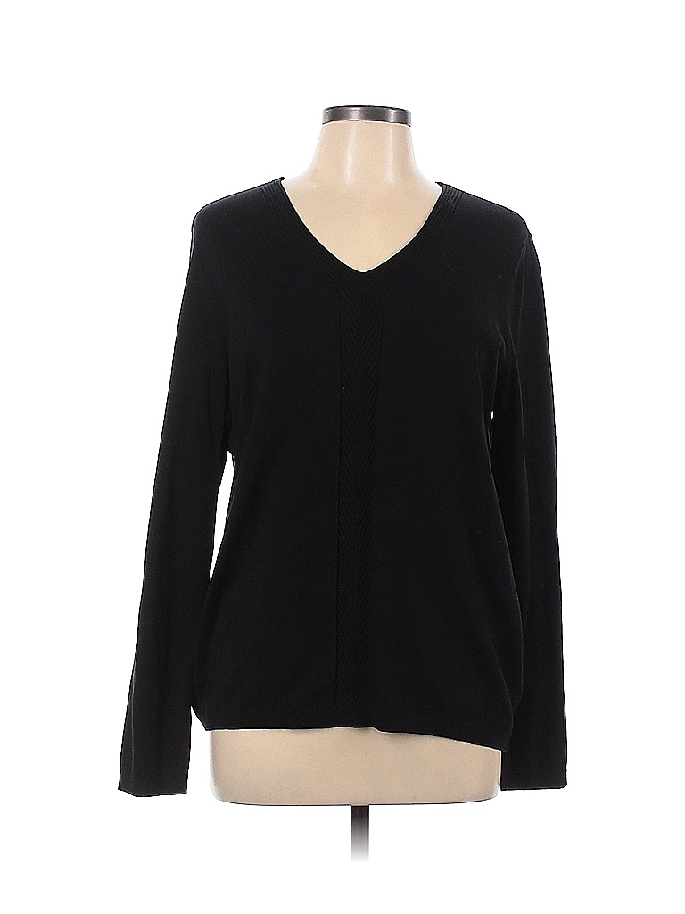 Talbots Color Block Solid Black Pullover Sweater Size L - 85% off | thredUP