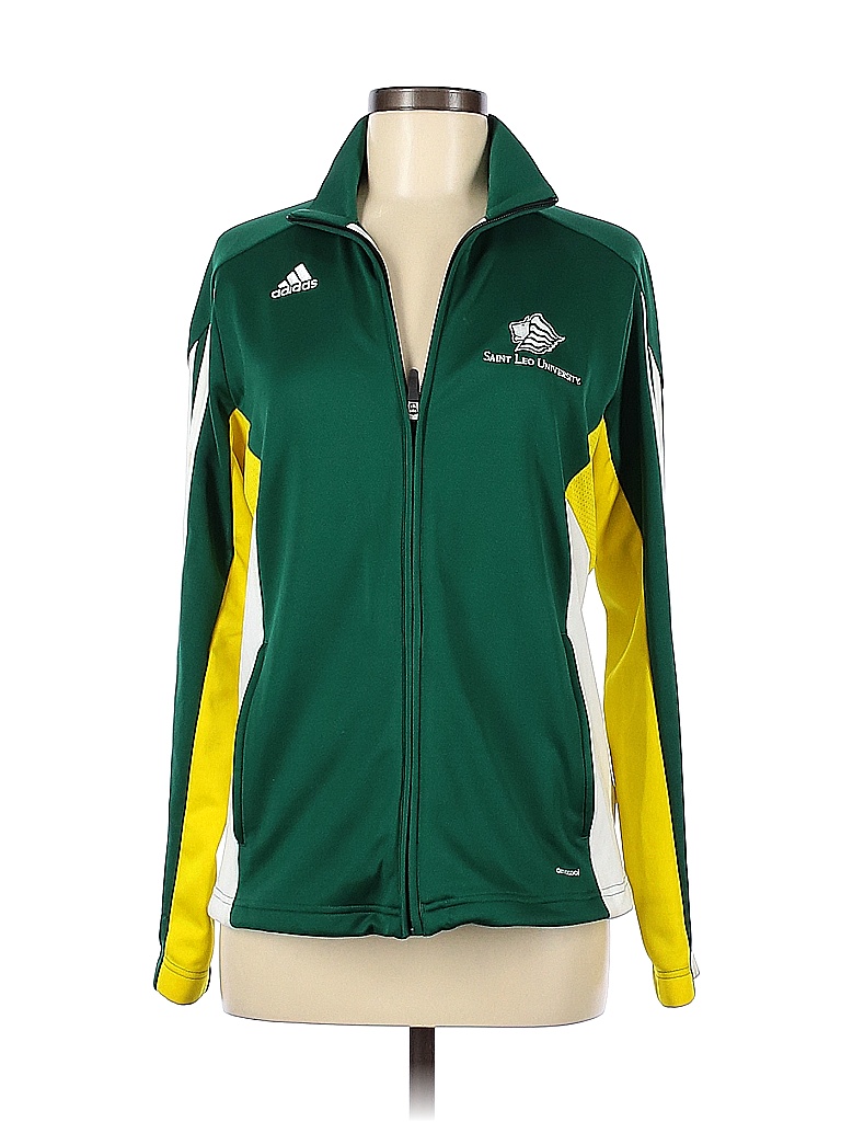 Adidas 100% Polyester Color Block Solid Green Track Jacket Size M - 69% ...