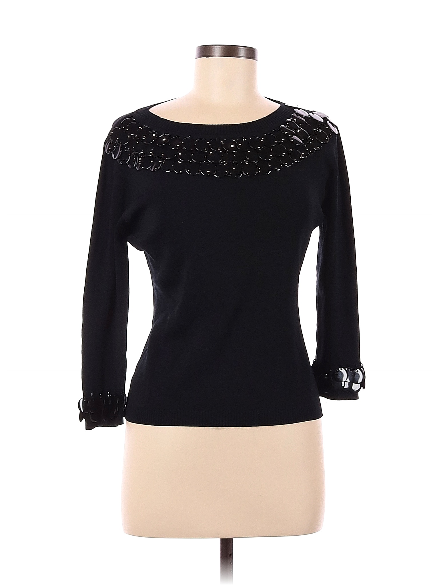 Assorted Brands Color Block Polka Dots Black Pullover Sweater Size M ...