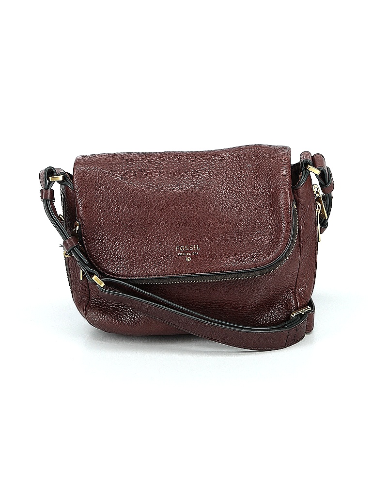 Fossil Solid Colored Brown Leather Crossbody Bag One Size - 66% off ...