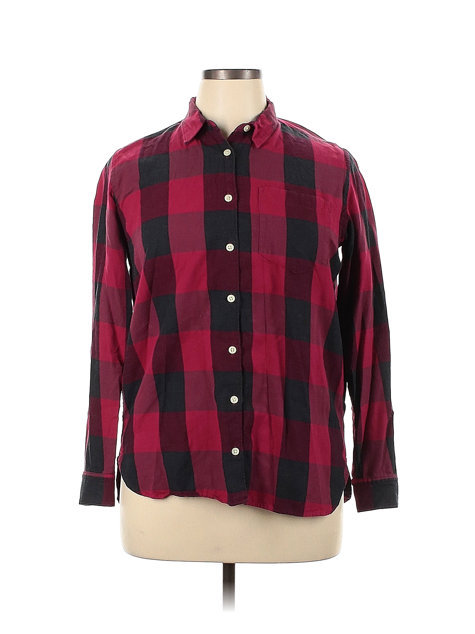 Gap Checkered Gingham Red Long Sleeve Button Down Shirt Size Xl 76