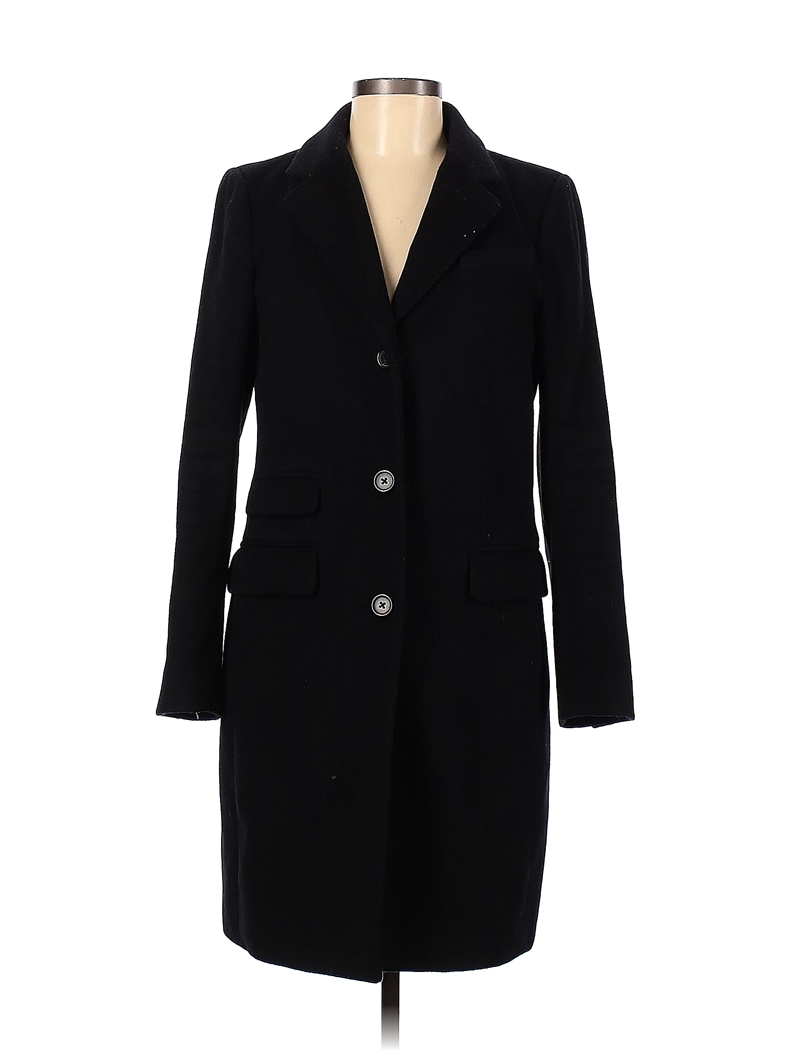 J.Crew 100% Wool Solid Black Wool Coat Size 6 - 75% off | thredUP