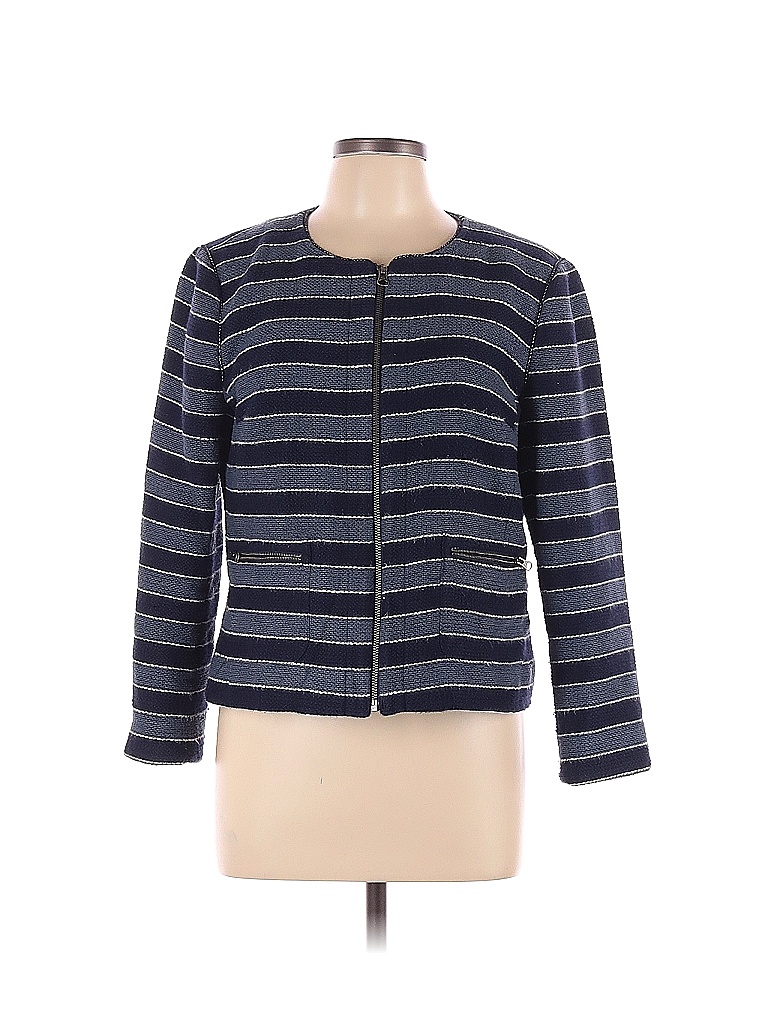Ann Taylor LOFT Stripes Navy Blue Jacket Size 12 - 74% off | thredUP