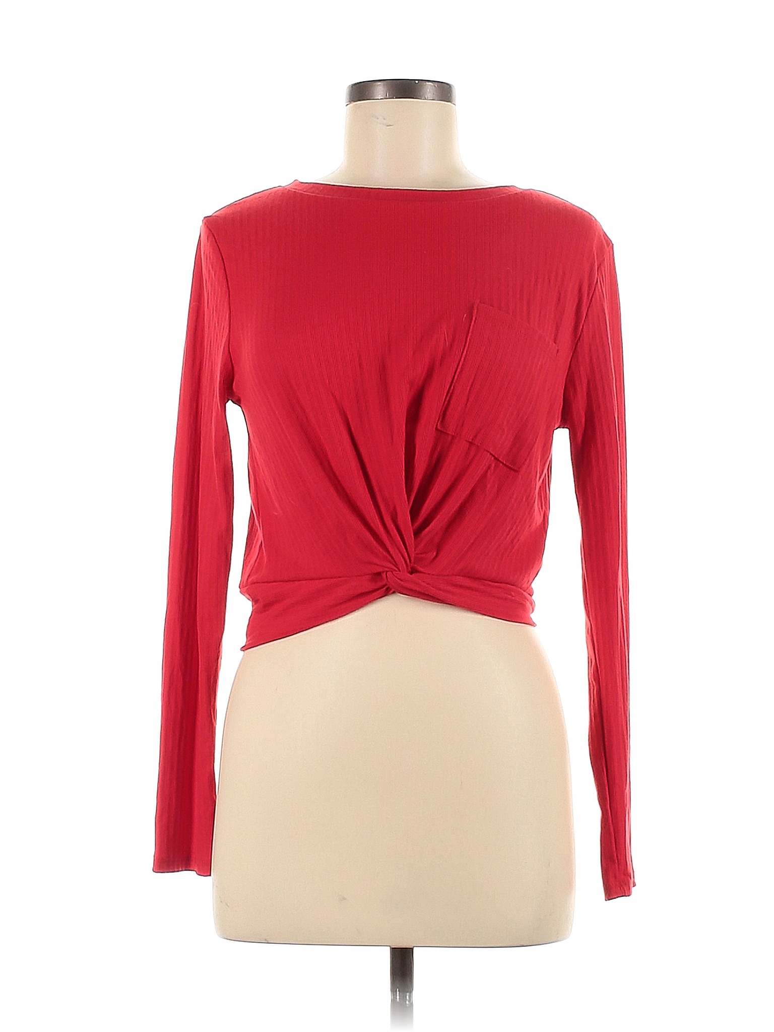 Mandee Solid Colored Red Long Sleeve Top Size M - 73% off | thredUP
