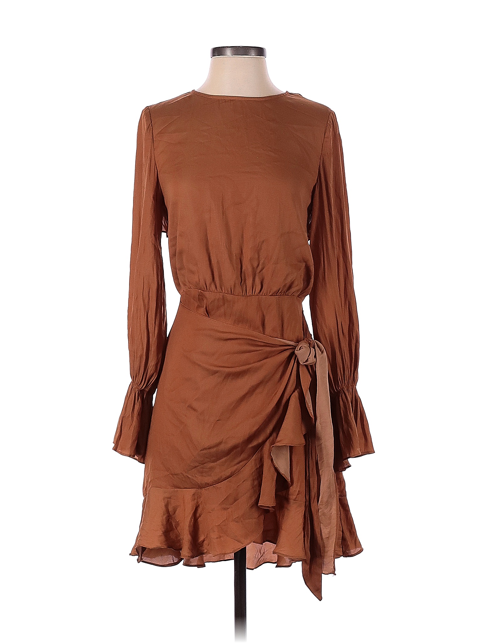 Selfie Leslie 100% Polyester Solid Colored Tan Casual Dress Size S - 68 ...
