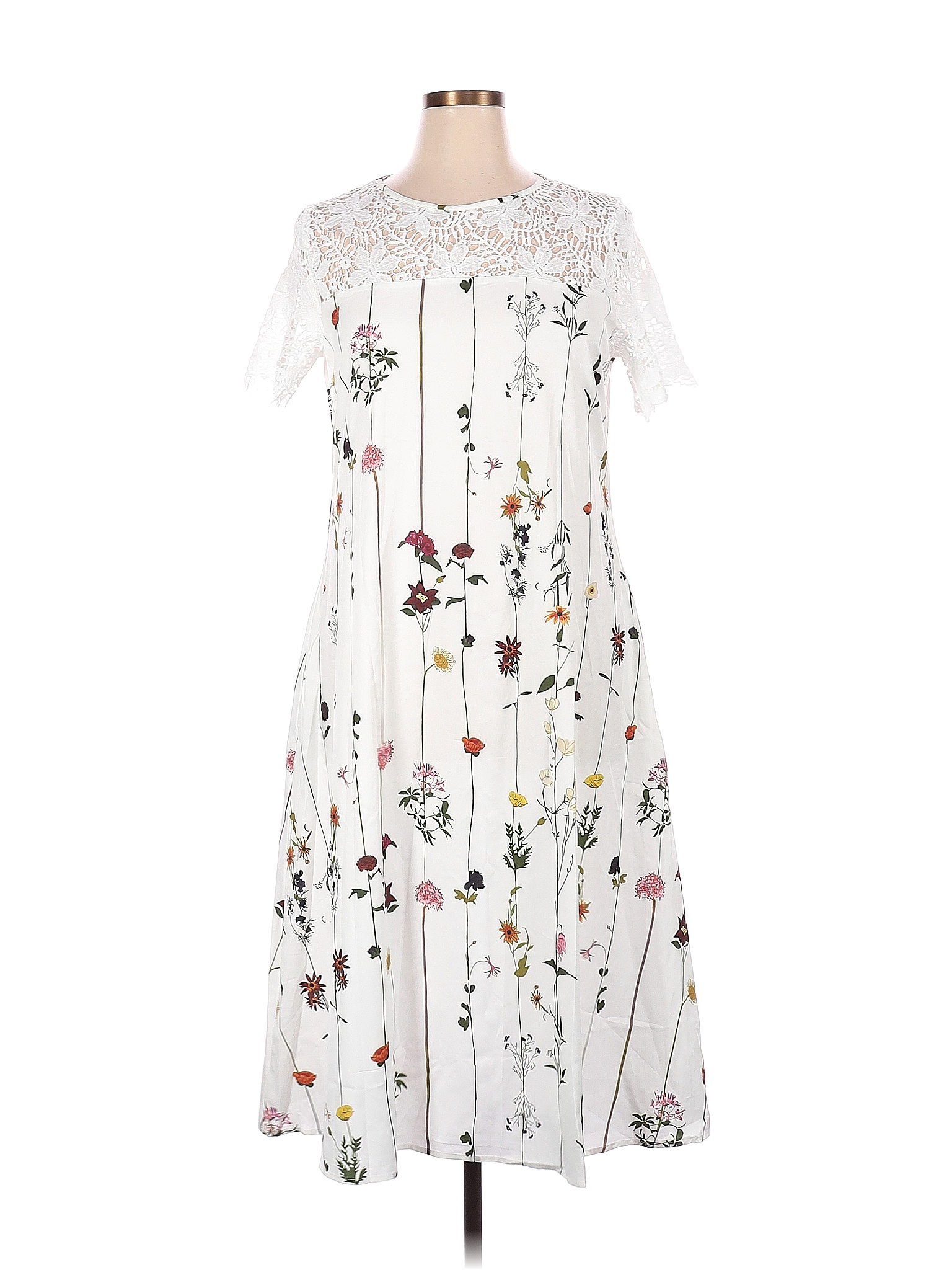 Noracora 100 Polyester Floral White Casual Dress Size Xl 50 Off