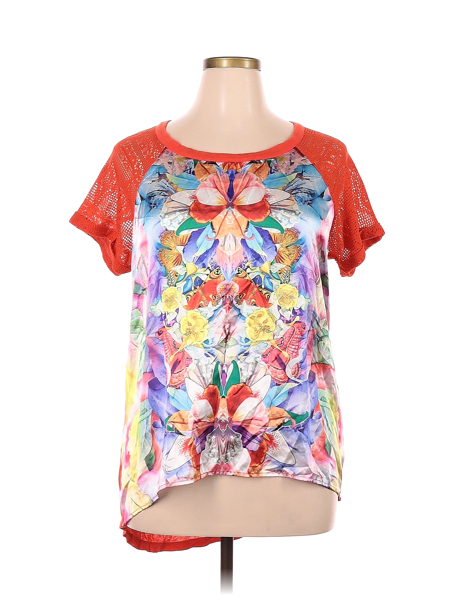 One World Color Block Tropical Orange Short Sleeve Top Size 1X (Plus ...