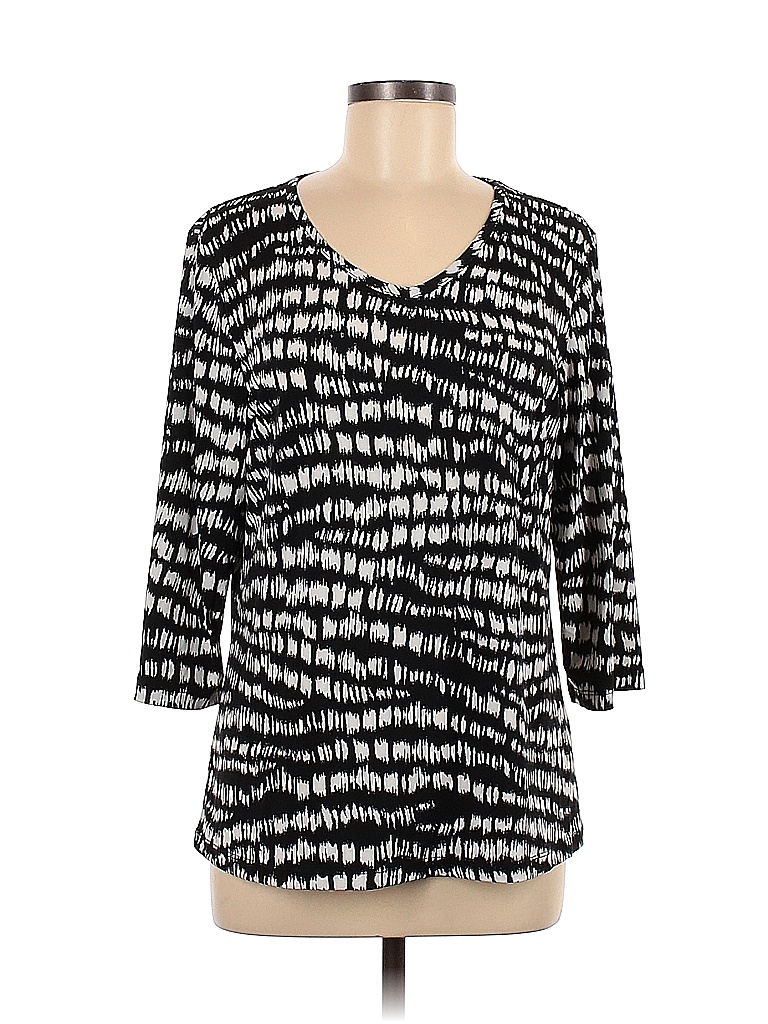 Susan Graver Multi Color Black 3/4 Sleeve T-Shirt Size M - 68% off ...