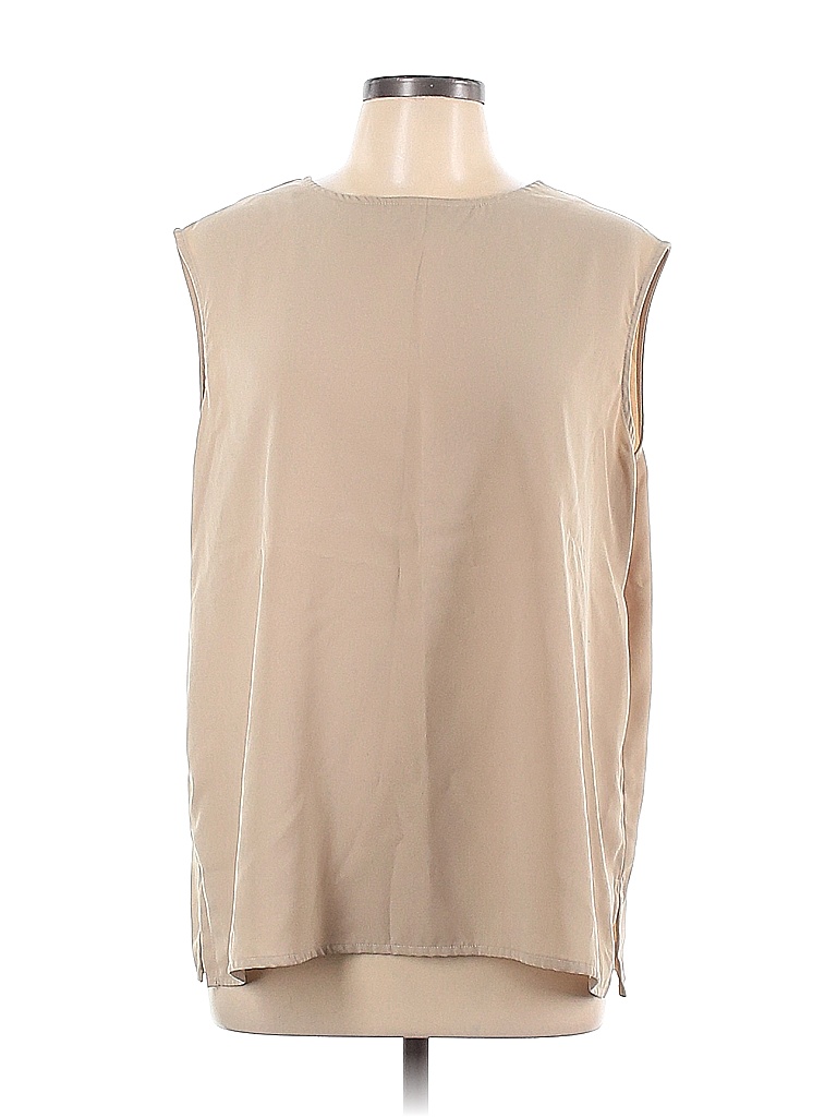 BonWorth 100% Polyester Solid Colored Tan Short Sleeve Blouse Size L ...