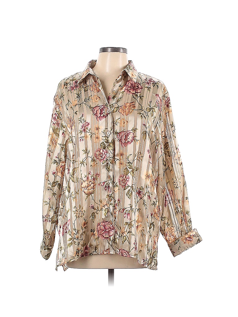 BonWorth 100% Polyester Tan Long Sleeve Blouse Size L - 52% off | thredUP