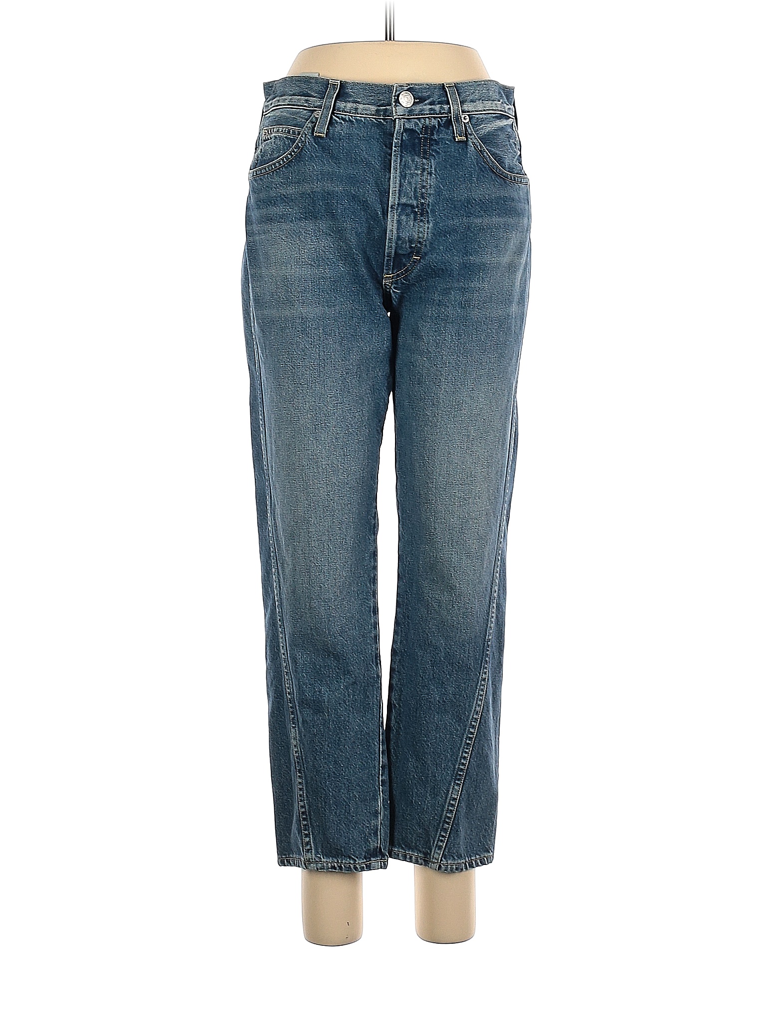 AMO 100% Cotton Solid Blue Loverboy Twist High Rise Jeans 29 Waist - 79 ...