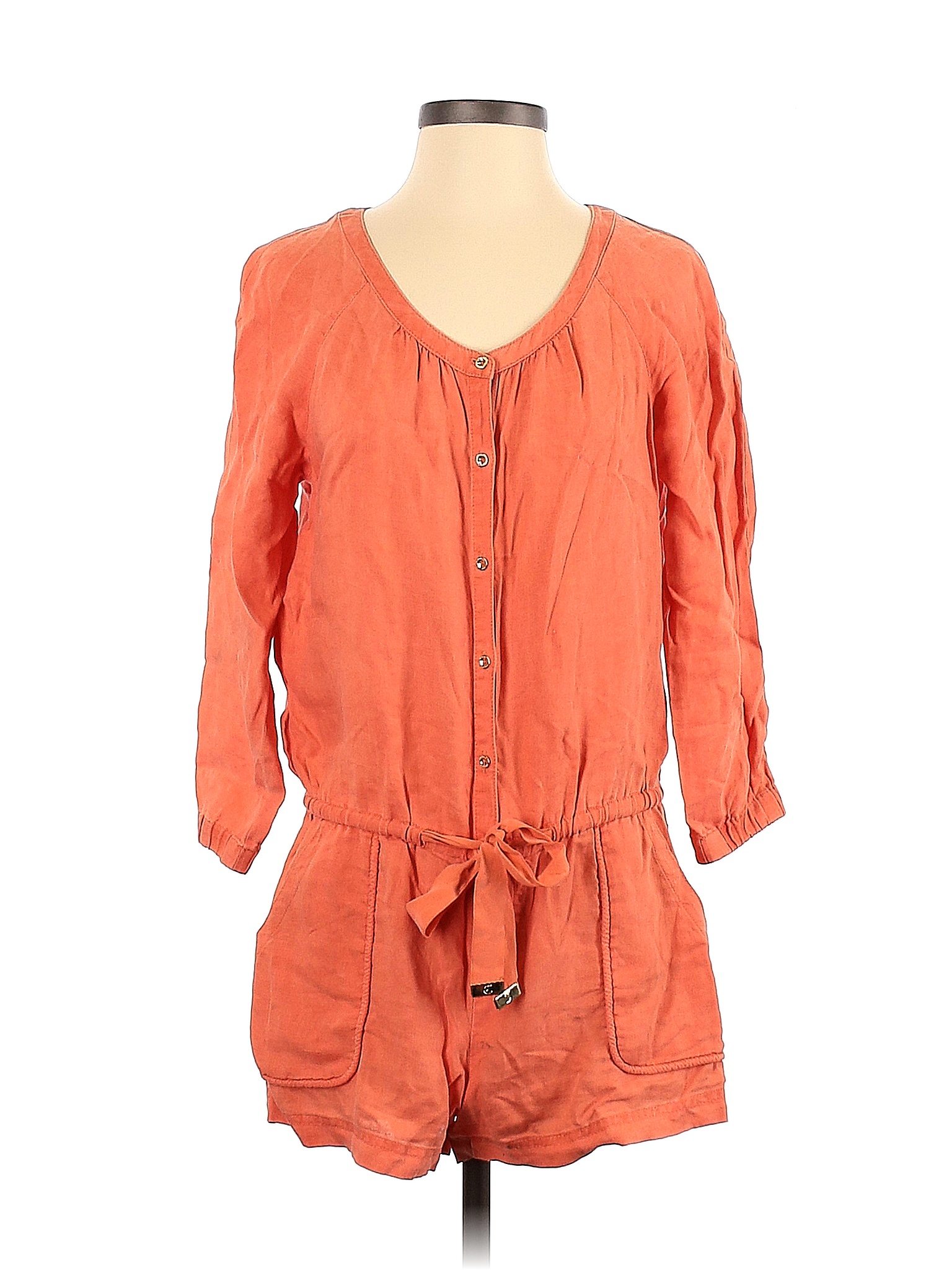 Juicy Couture 100% Linen Solid Colored Orange Romper Size S - 85% off ...
