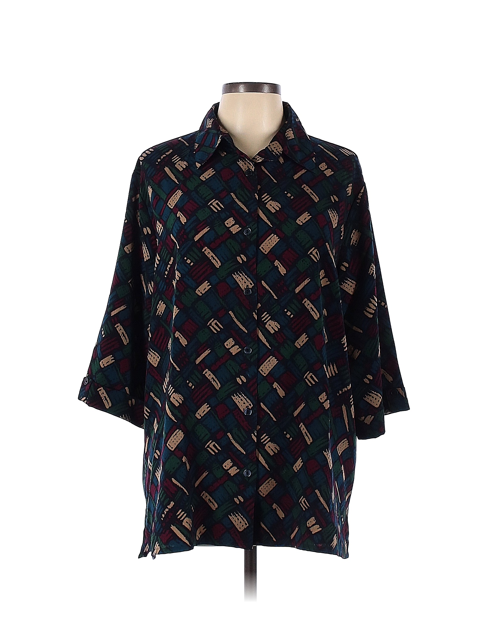 BonWorth 100% Polyester Blue 3/4 Sleeve Blouse Size L - 68% off | thredUP