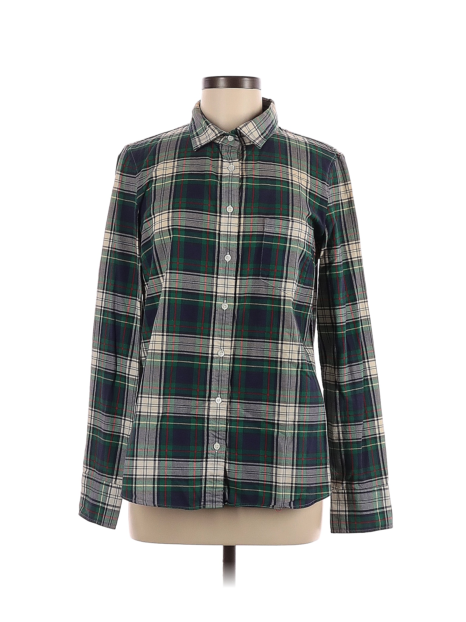 J.Crew 100% Cotton Plaid Multi Color Green Long Sleeve Button-Down Shirt Size 8 - 85% off | thredUP