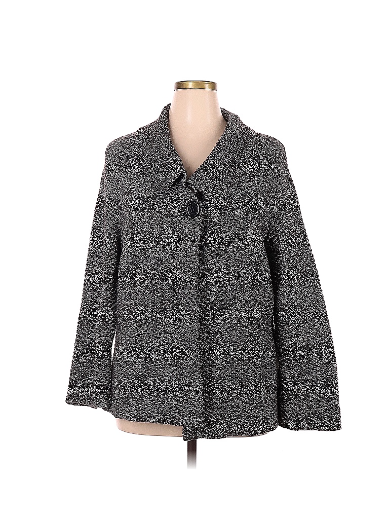 JM Collection 100% Acrylic Color Block Gray Black Cardigan Size 1X ...