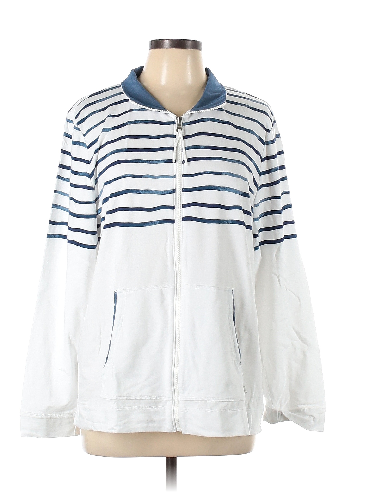 T by Talbots Color Block Stripes White Ivory Track Jacket Size L - 74% ...