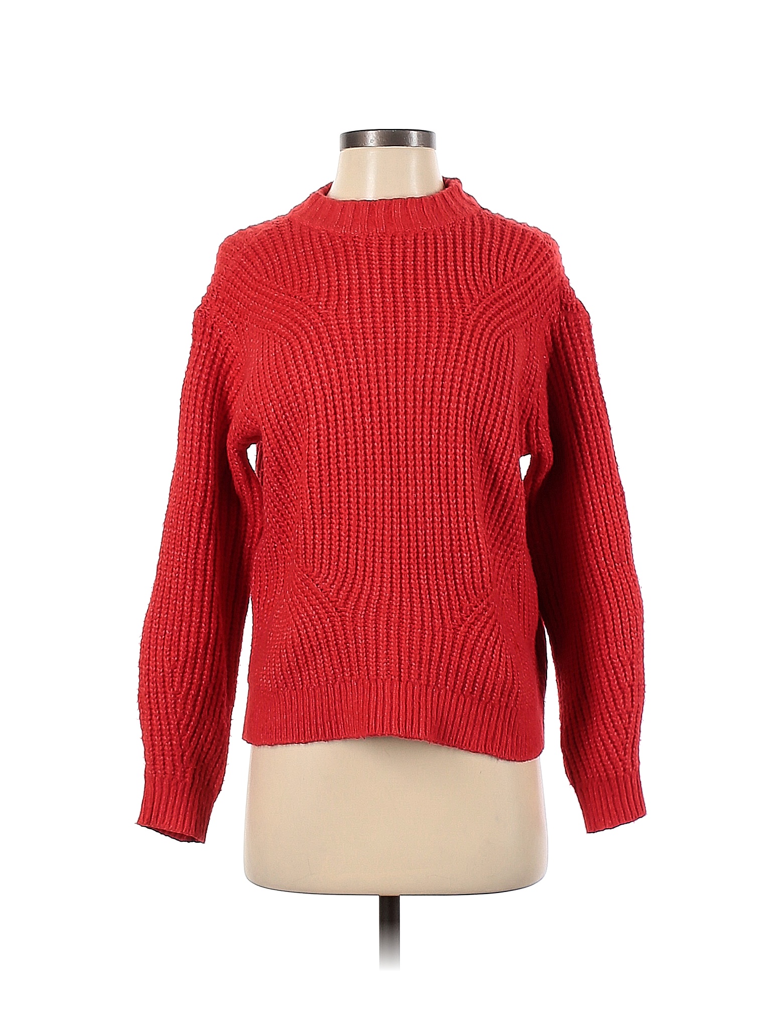 Nine West 100 Polyester Color Block Solid Red Pullover Sweater Size S