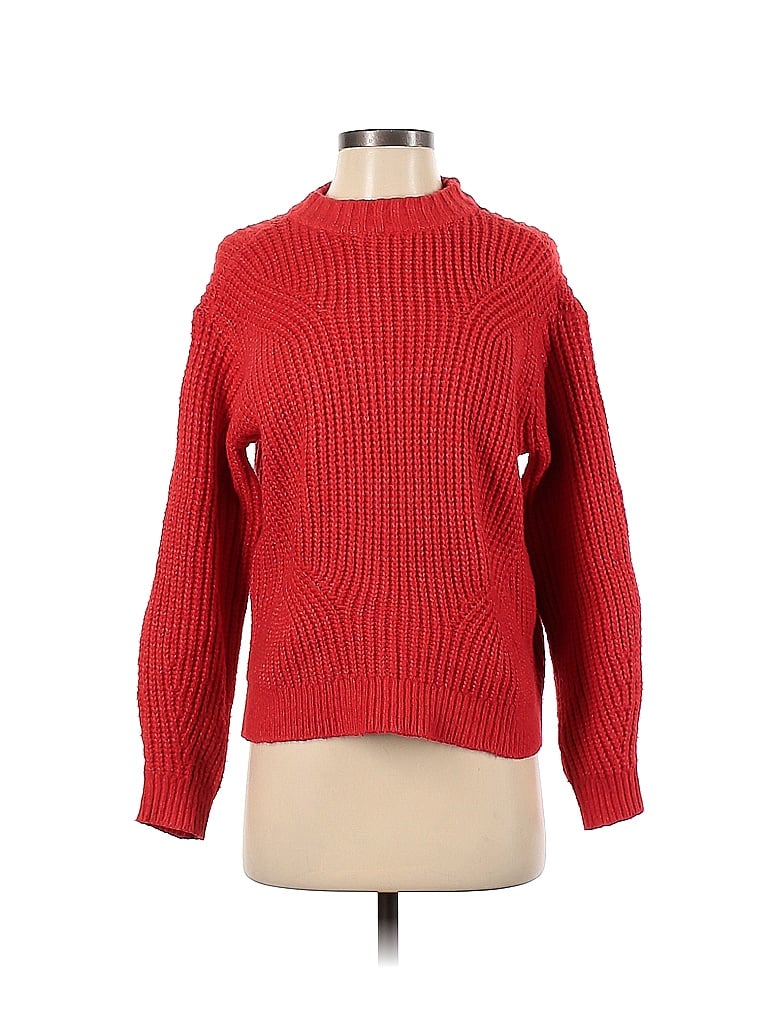 Nine West 100% Polyester Color Block Solid Red Pullover Sweater Size S ...