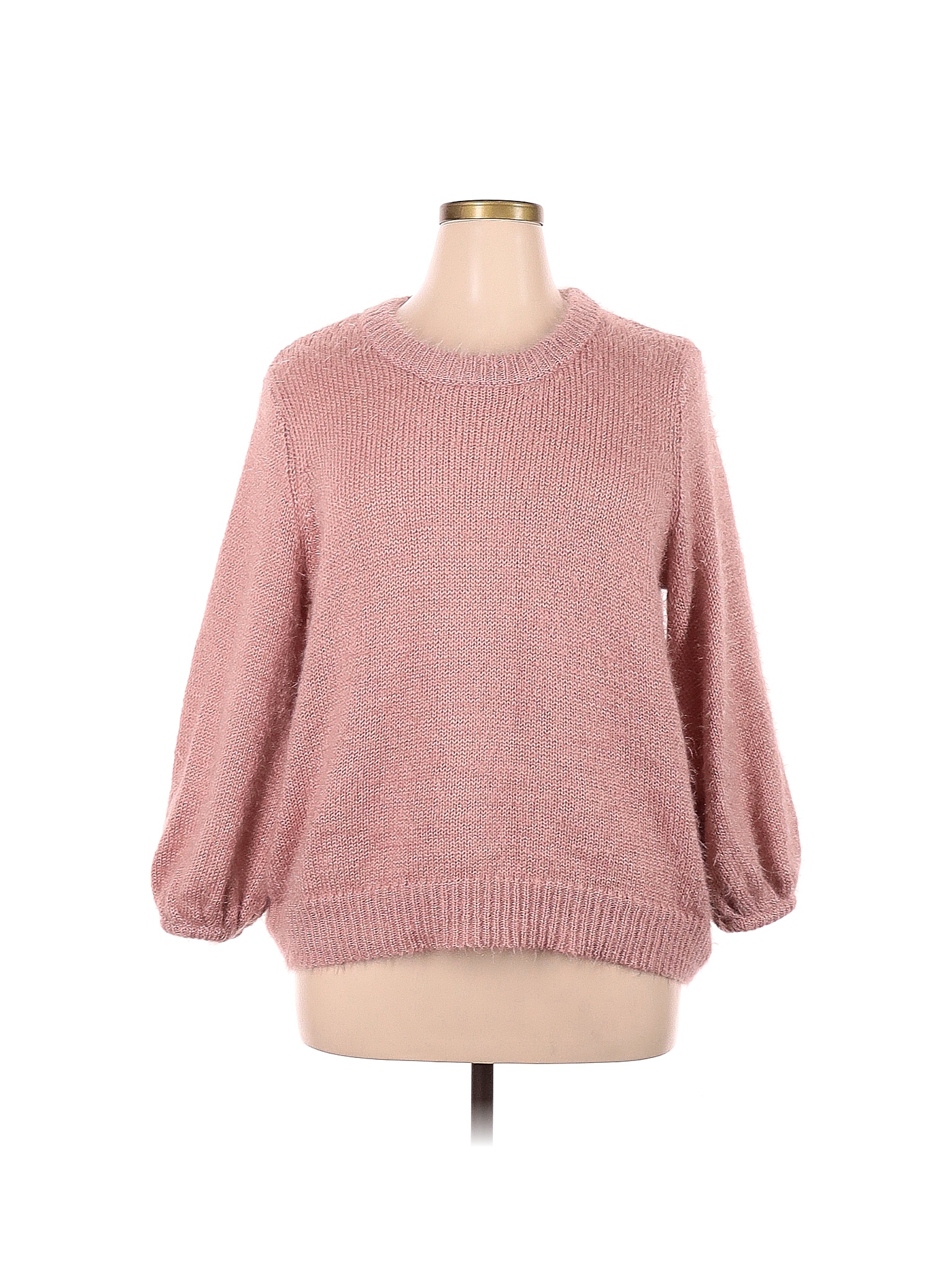 A New Day Color Block Solid Pink Pullover Sweater Size 1X (Plus) - 56% ...