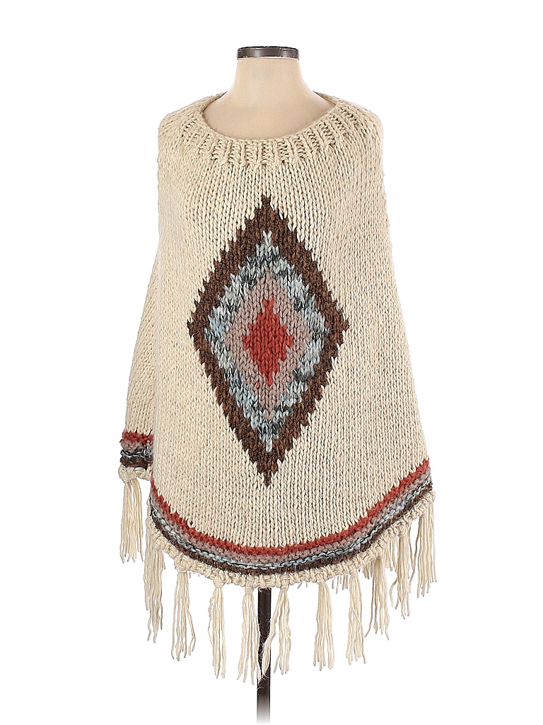 Coco + Carmen 100% Acrylic Colored Ivory Poncho Size 0 - 76% off | thredUP
