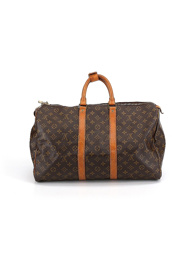 Louis Vuitton 100% Coated Canvas Color Block Colored Brown Vintage Monogram Keepall 45 One Size ...