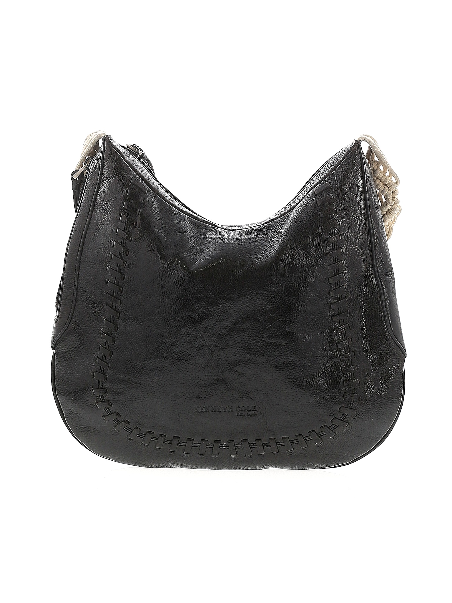 Kenneth Cole New York 100% Leather Solid Black Leather Shoulder Bag One ...