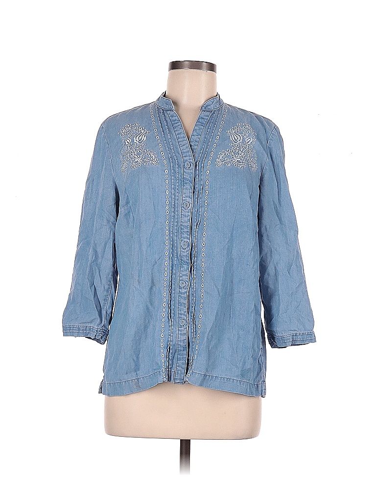 JM Collection Blue Long Sleeve Button-Down Shirt Size 6 - 68% off | ThredUp