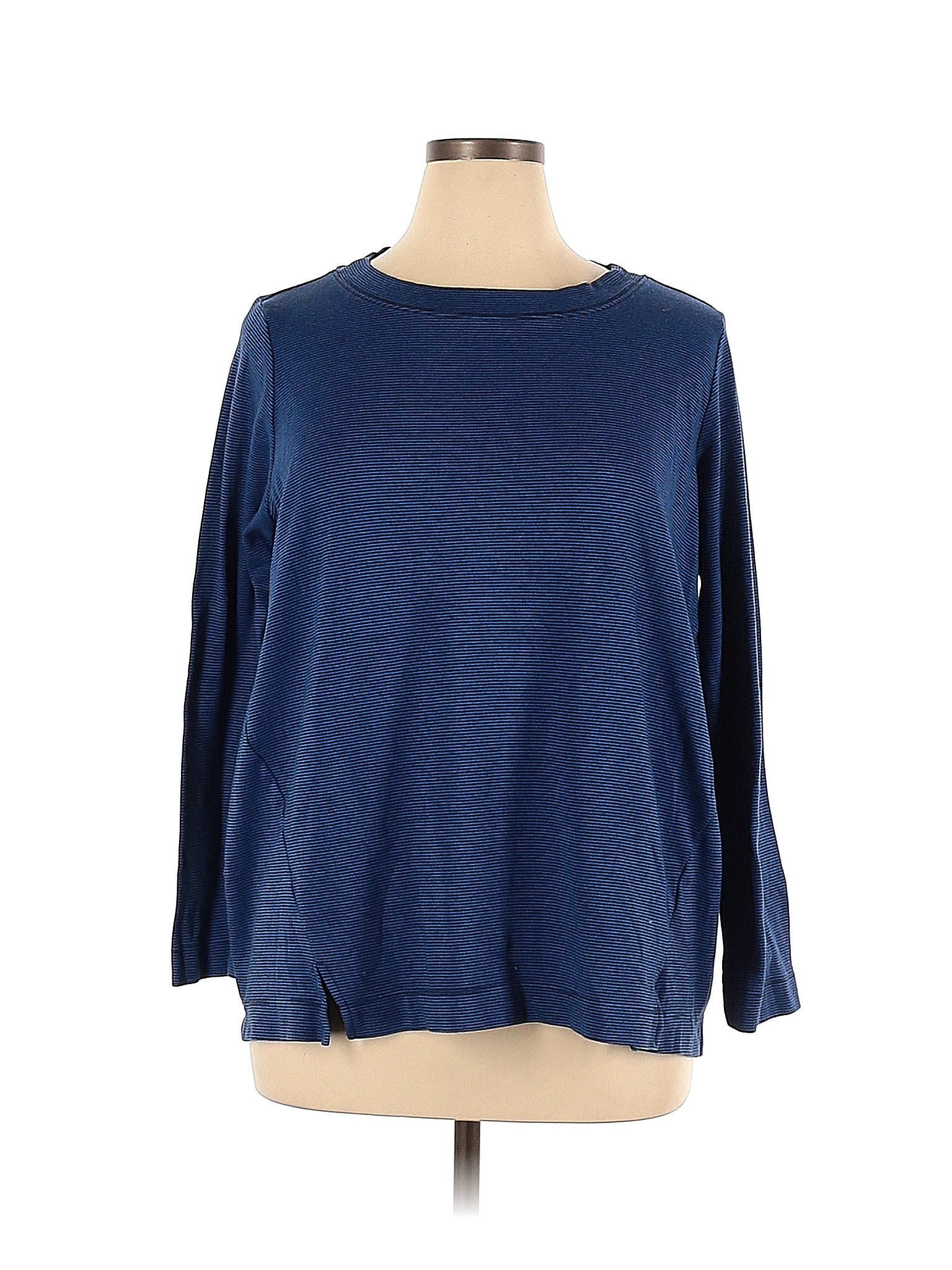 Talbots Outlet Stripes Blue Long Sleeve T-Shirt Size 1X (Plus) - 36% ...