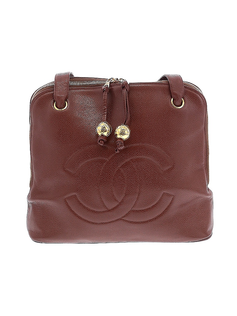 Chanel 100% Leather Solid Colored Brown Leather Shoulder Bag One Size ...