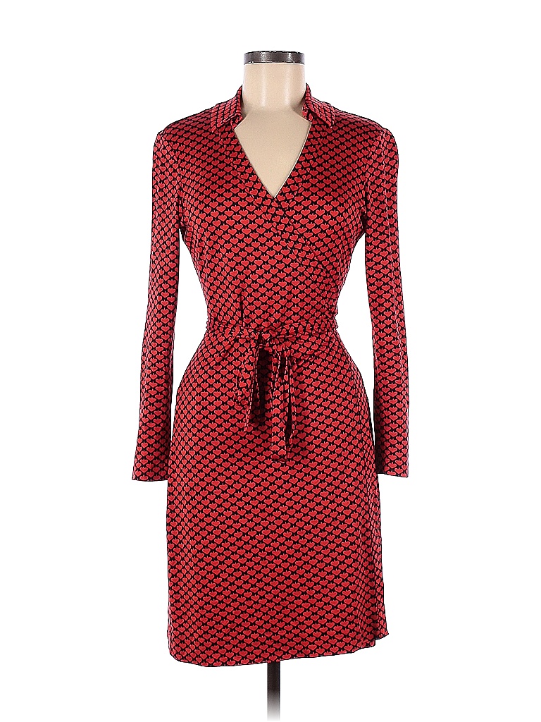 Diane von Furstenberg 100% Silk Polka Dots Colored Red Red New Jeanne ...