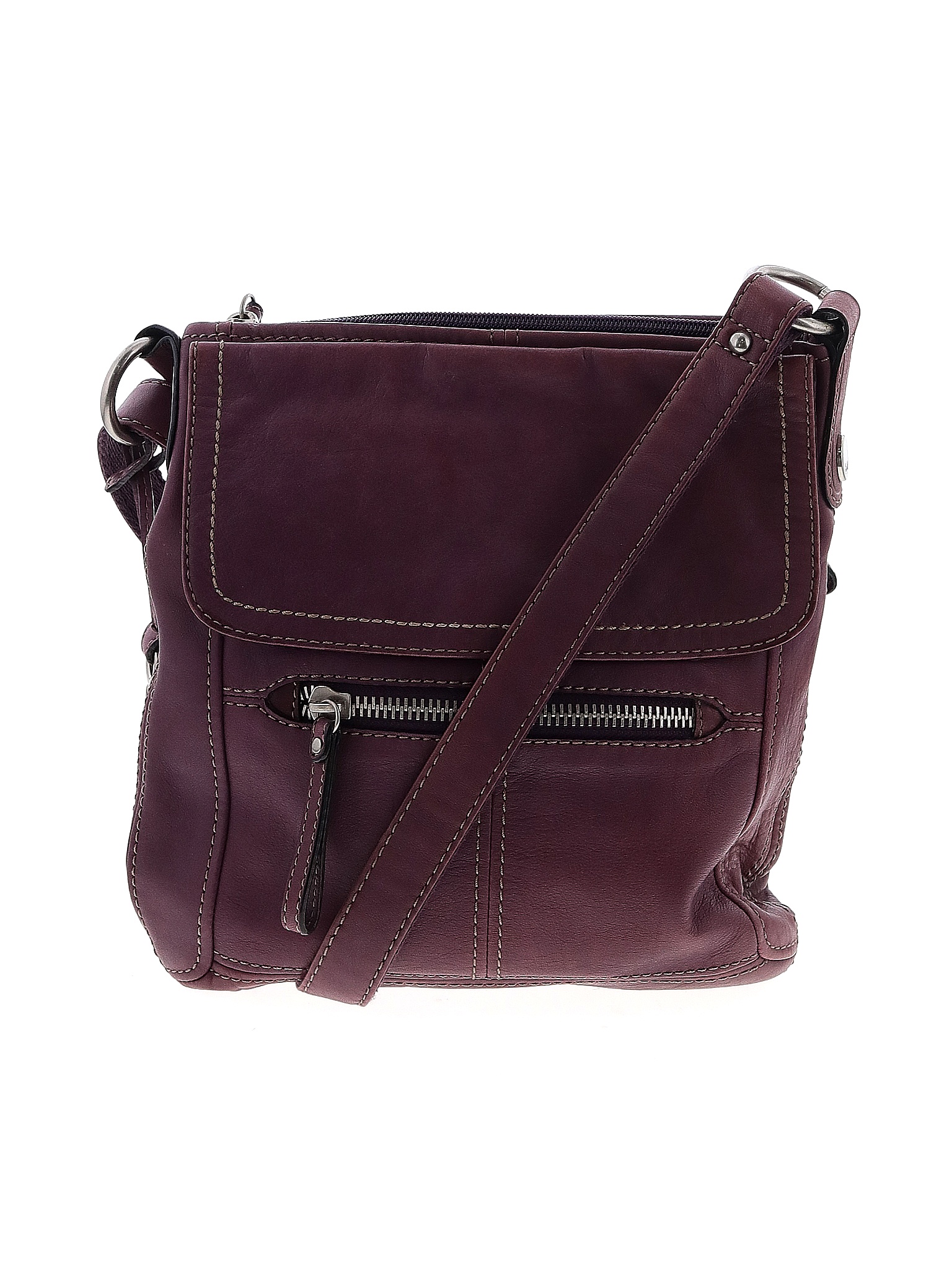 Fossil 100% Leather Solid Colored Purple Leather Crossbody Bag One Size ...