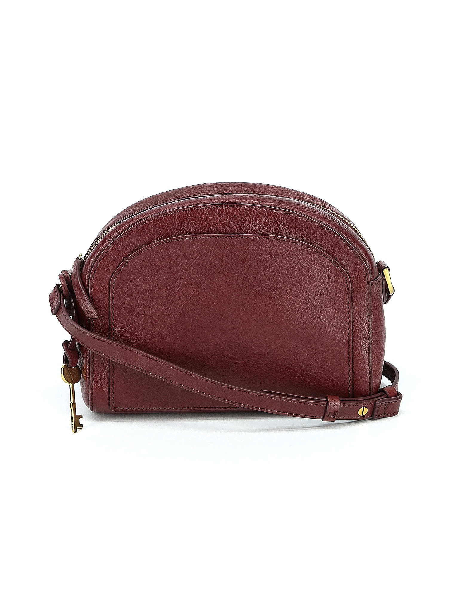 Fossil 100% Leather Solid Colored Brown Leather Crossbody Bag One Size ...