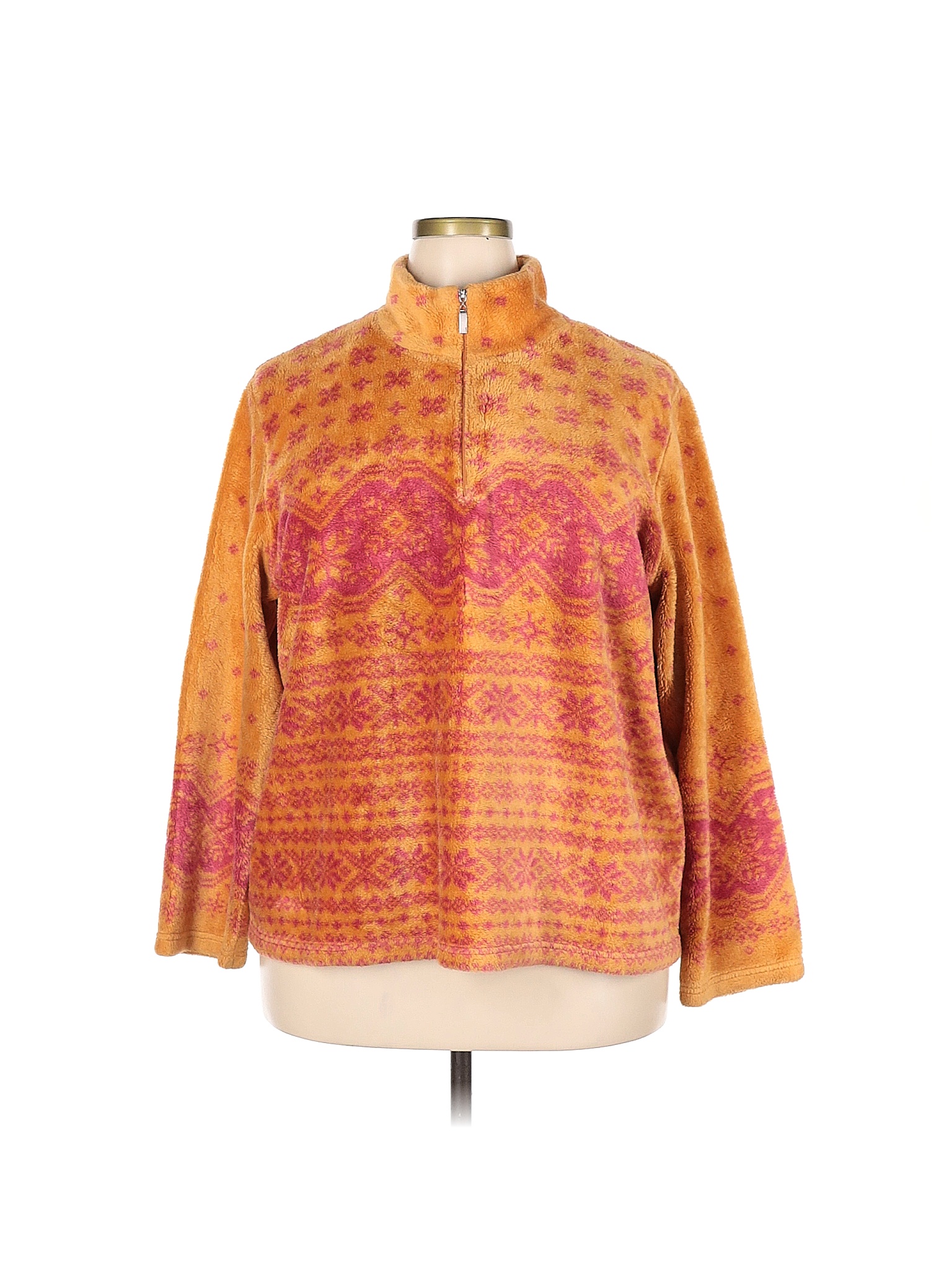 Talbots 100% Polyester Aztec Or Tribal Print Multi Color Orange Fleece ...