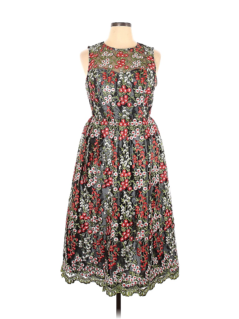 BHLDN 100% Polyester Floral Multi Color Green Cocktail Dress Size 16 ...