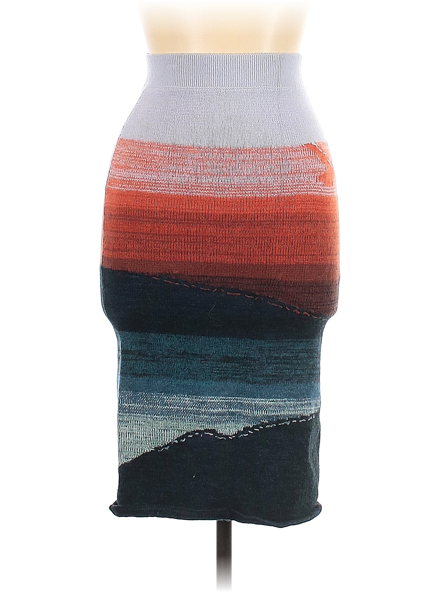 Akemi + Kin Color Block Stripes Multi Color Blue Wool Skirt Size M - 64 ...