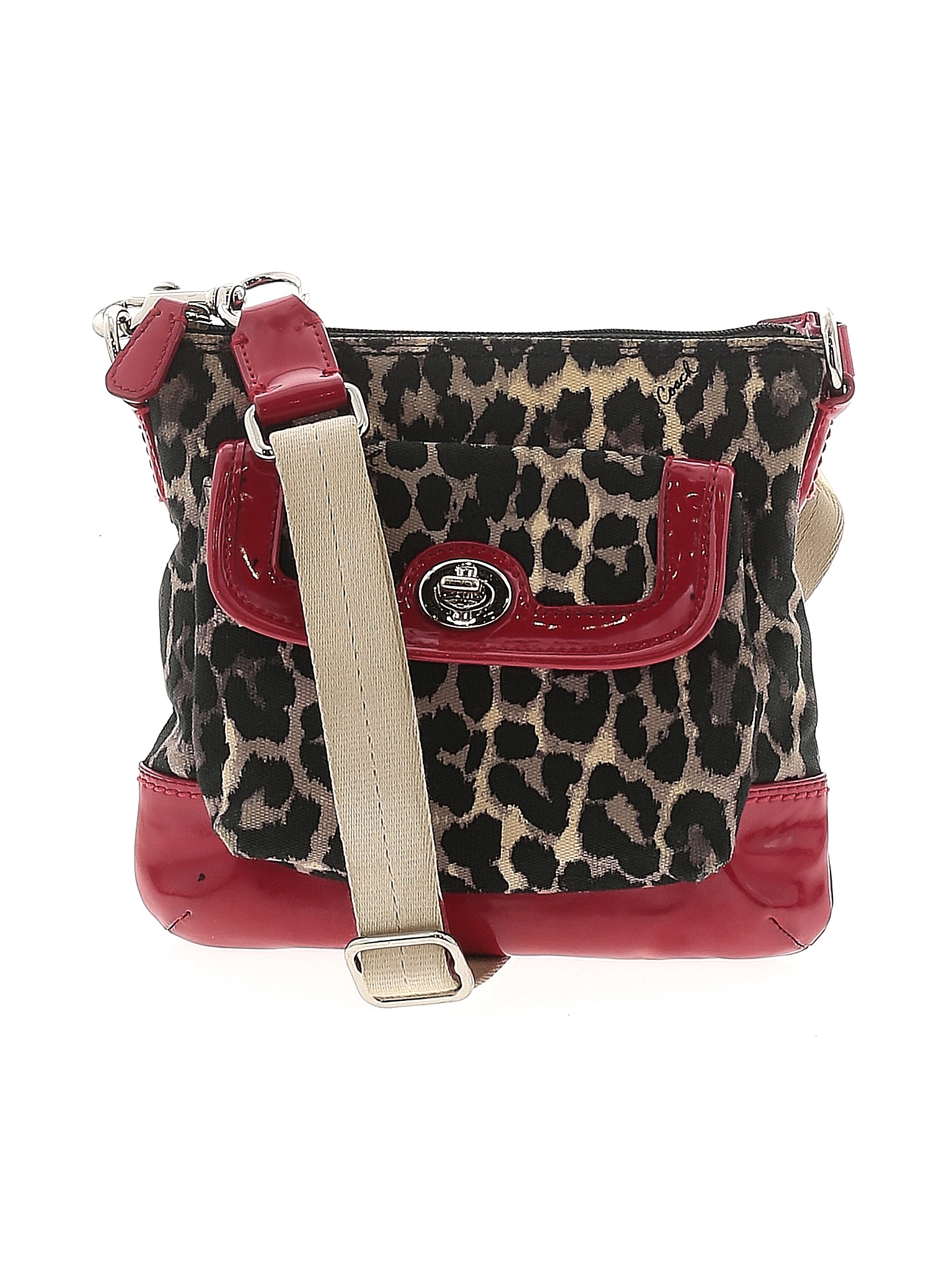Coach Animal Print Color Block Leopard Print Red Crossbody Bag One Size ...