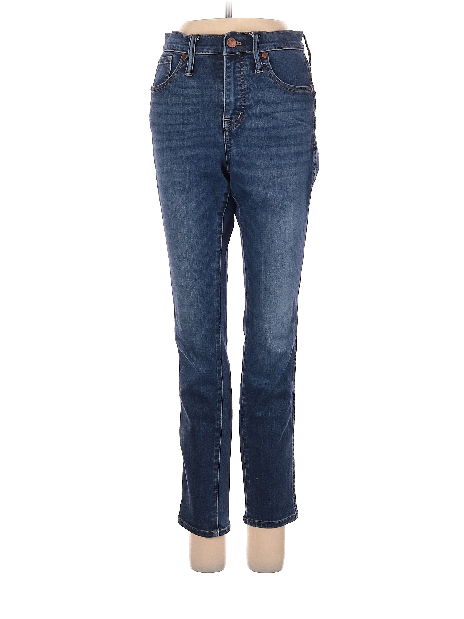 Madewell Solid Blue Petite 10" High-Rise Skinny Jeans in Danny Wash ...