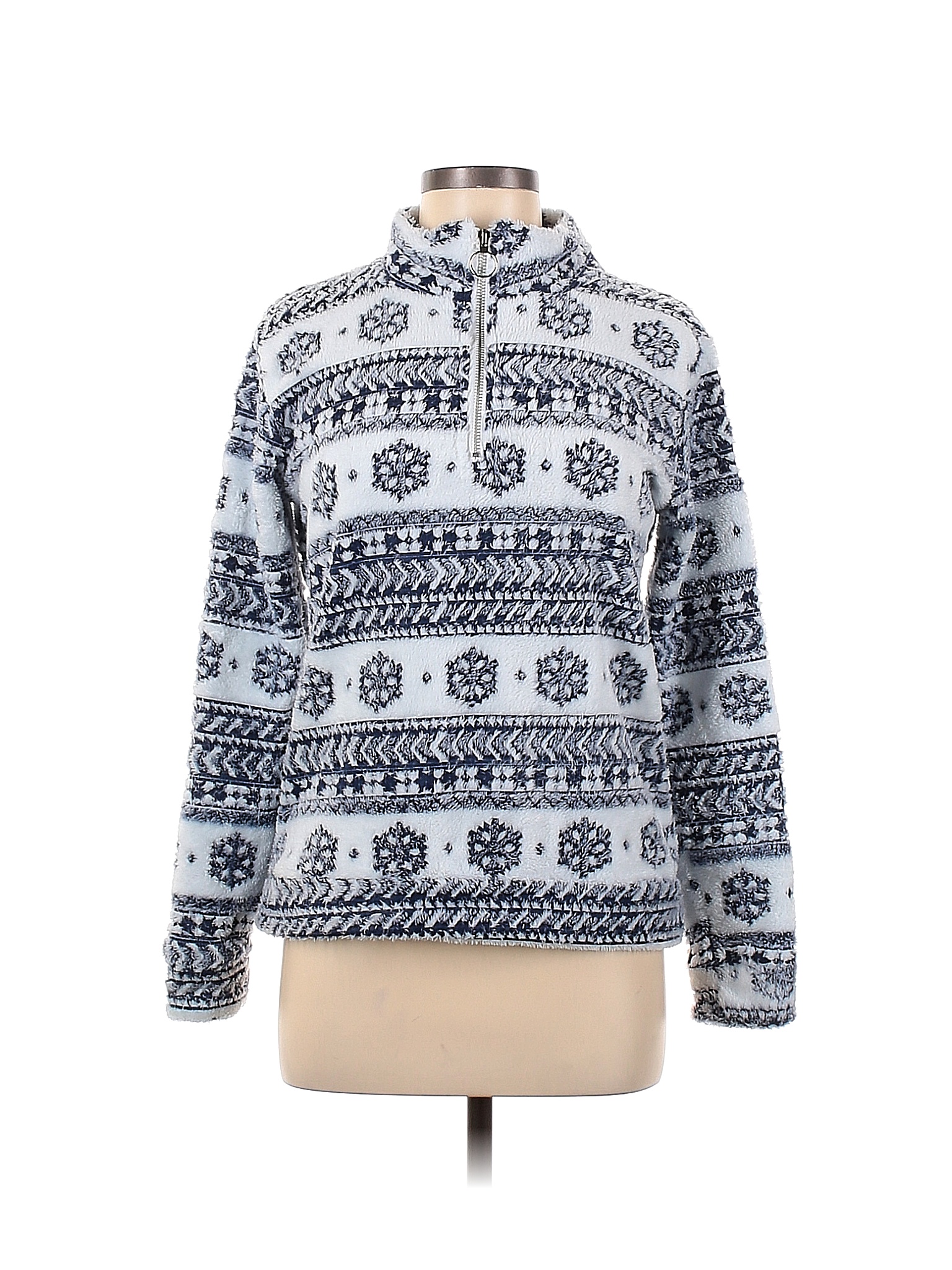 Assorted Brands 100% Polyester Fair Isle Multi Color Blue Fleece Size S ...