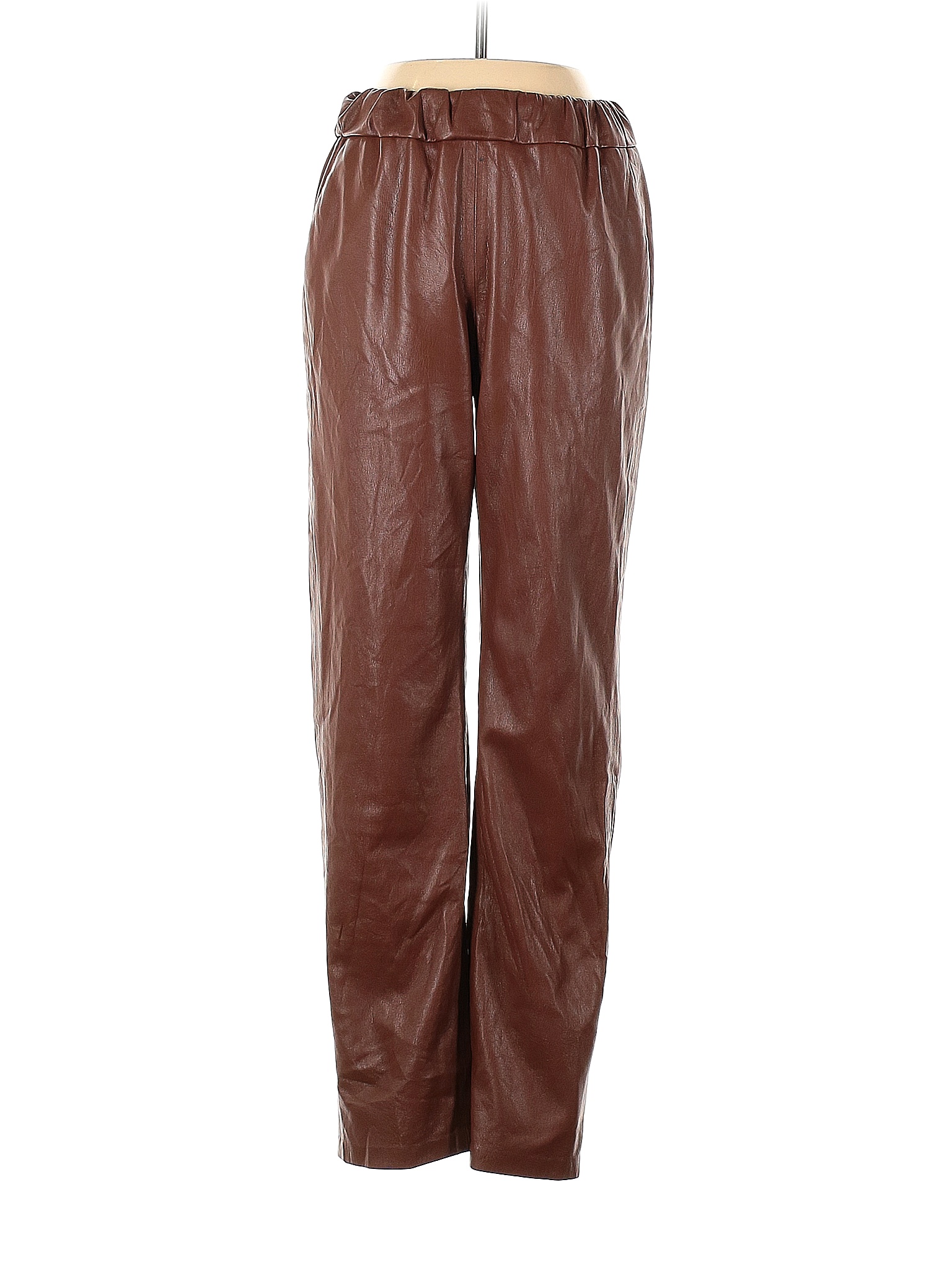 Anine Bing Solid Colored Brown Colton Faux Leather Pants Size S - 69% ...