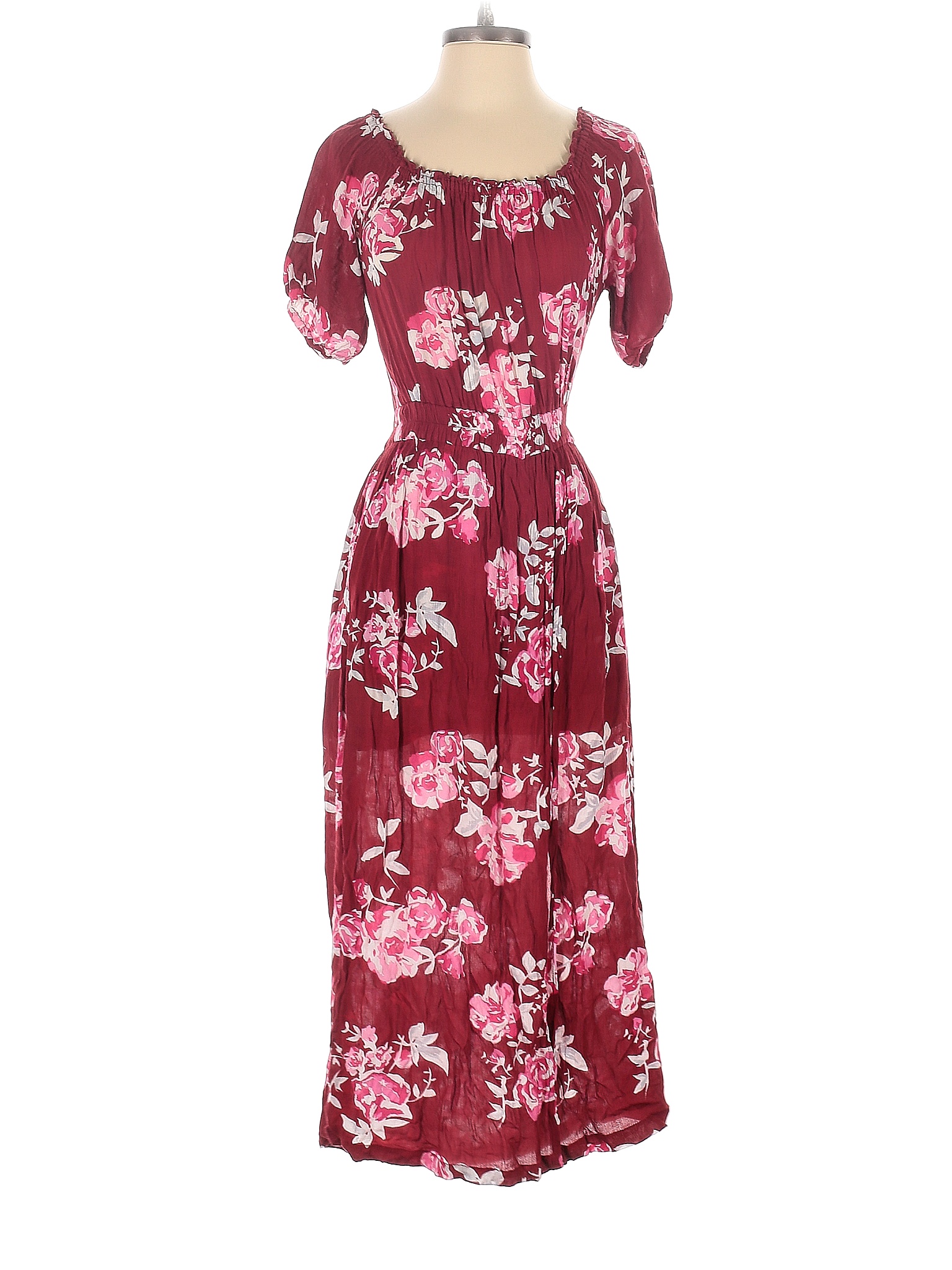 Steele 100 Rayon Floral Maroon Red Casual Dress Size S 78 Off