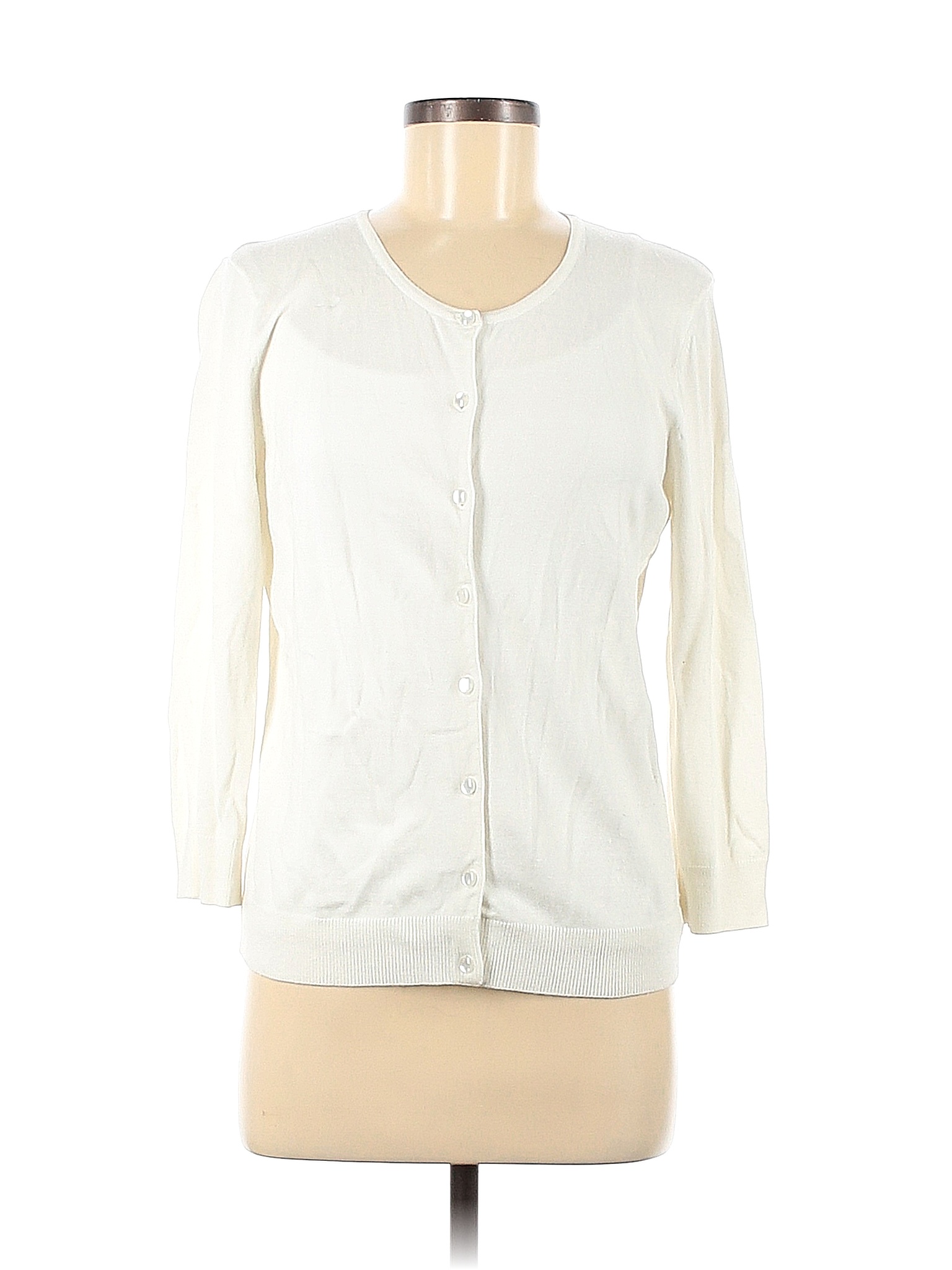 Cable & Gauge Color Block Solid Ivory White Cardigan Size M - 60% off ...