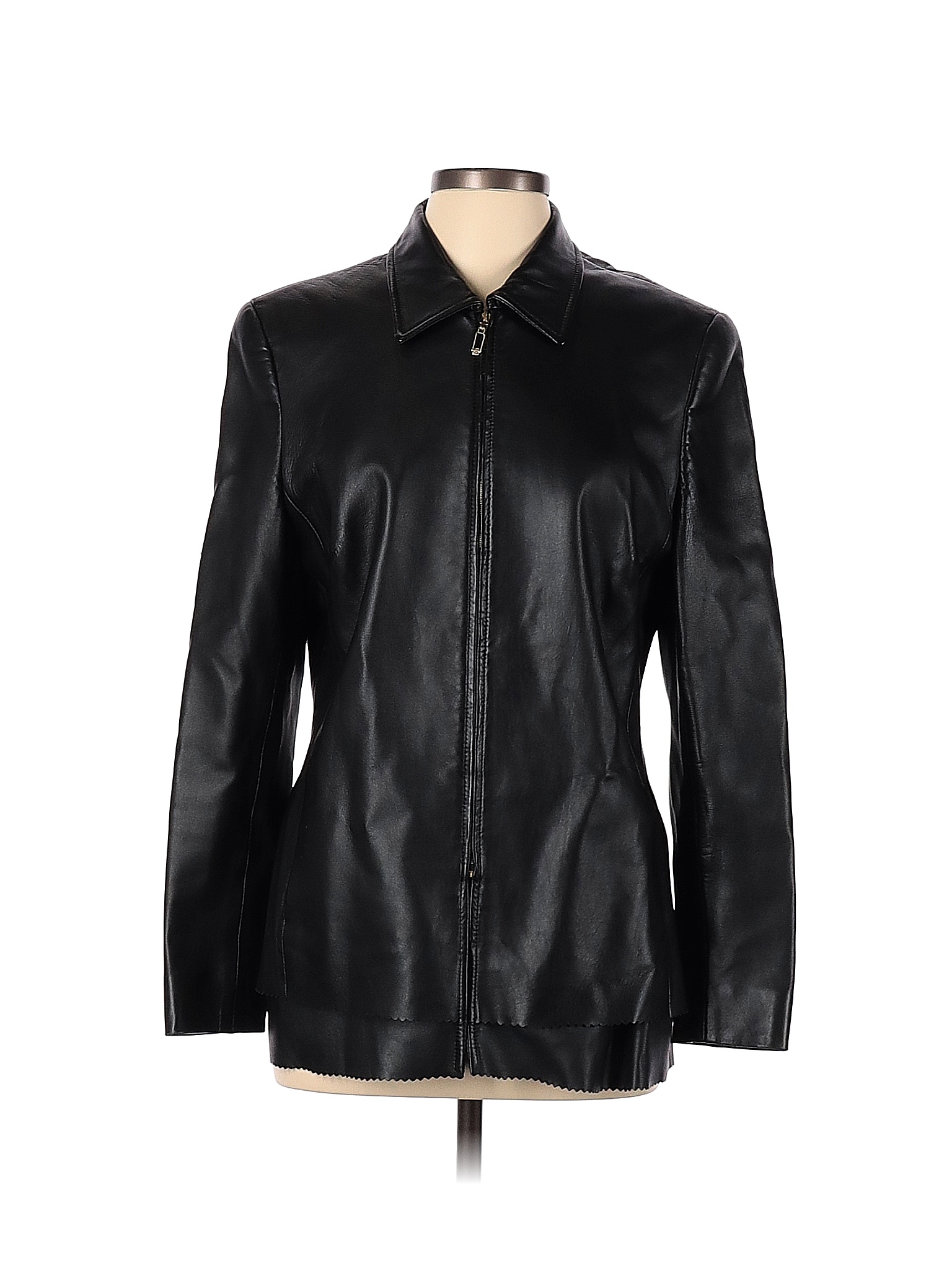 Escada 100% Lambskin Solid Black Leather Jacket Size 42 (EU) - 87% off ...
