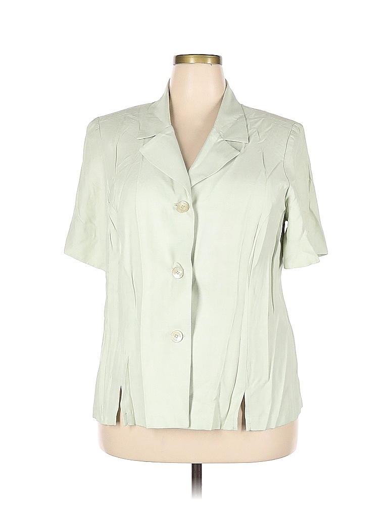 Fashion Bug Solid Colored Green Short Sleeve Button-Down Shirt Size 18 ...