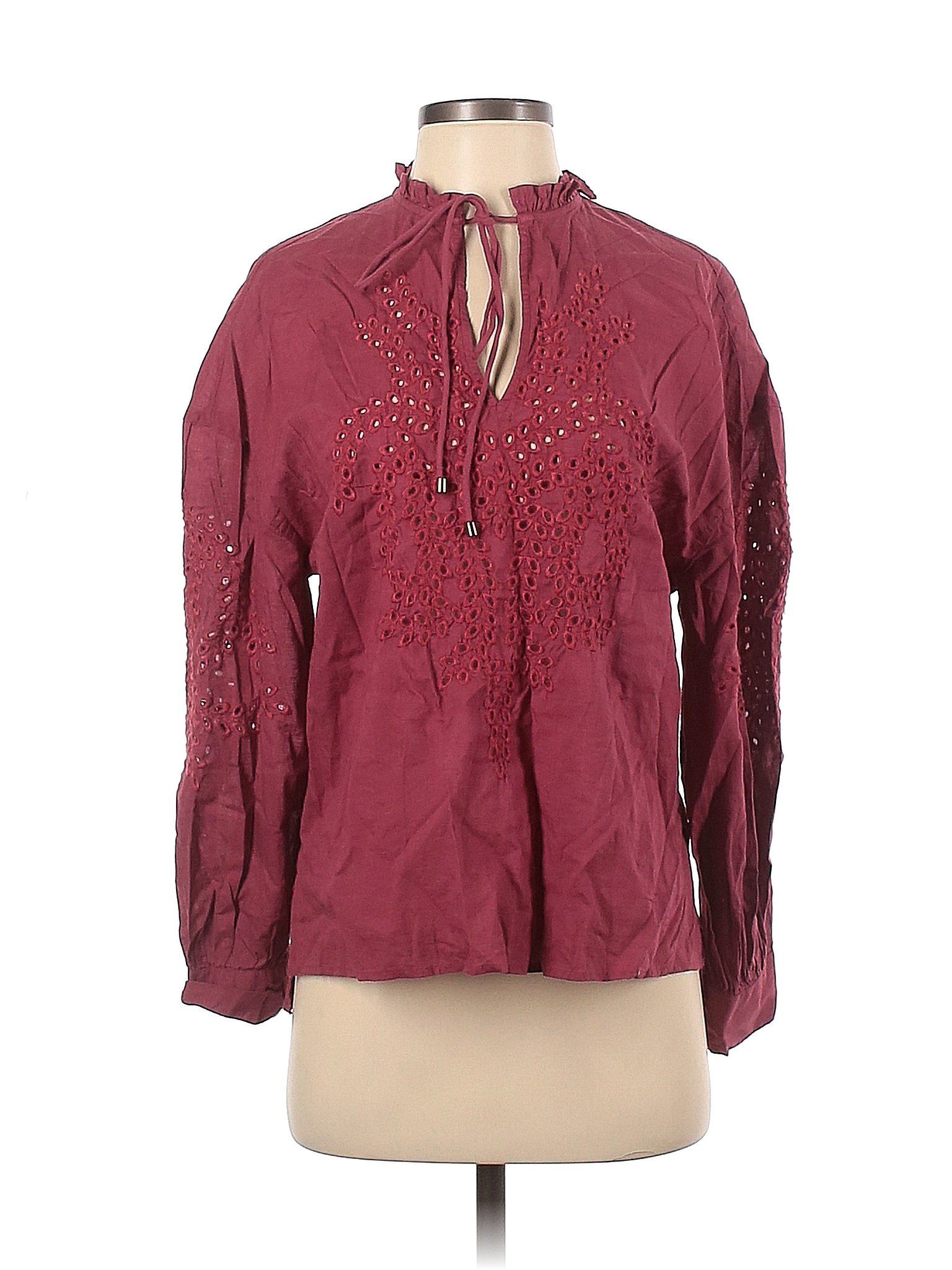 Zara Burgundy Brown Long Sleeve Blouse Size Xs 81 Off Thredup