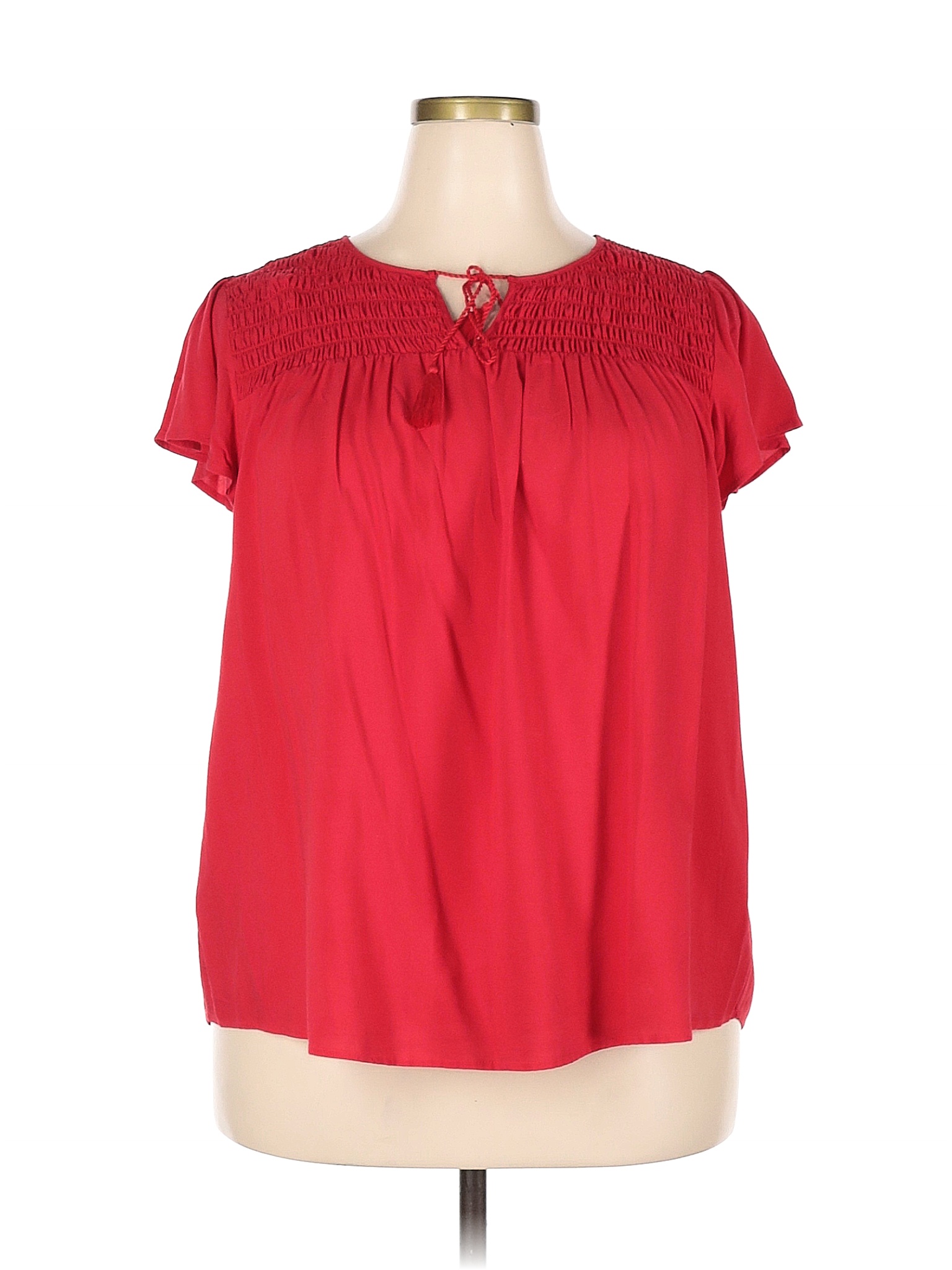 Faded Glory 100% Rayon Colored Red Short Sleeve Blouse Size XXL - 36% ...