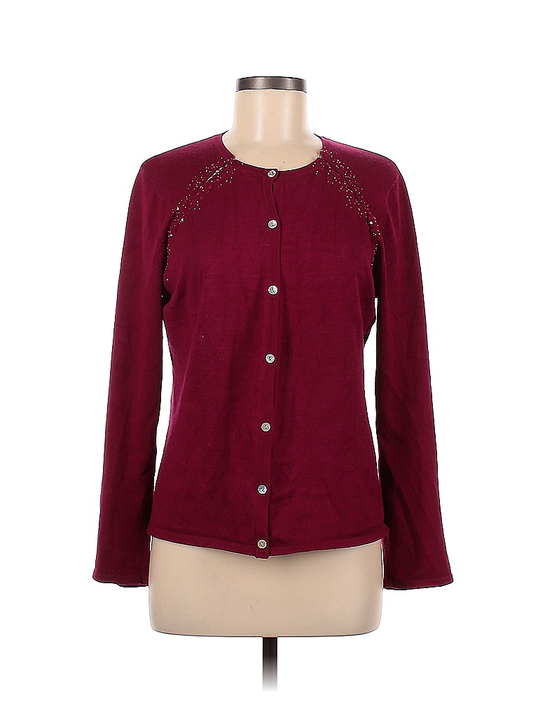 Carducci Color Block Solid Maroon Burgundy Cardigan Size M - 68% off ...