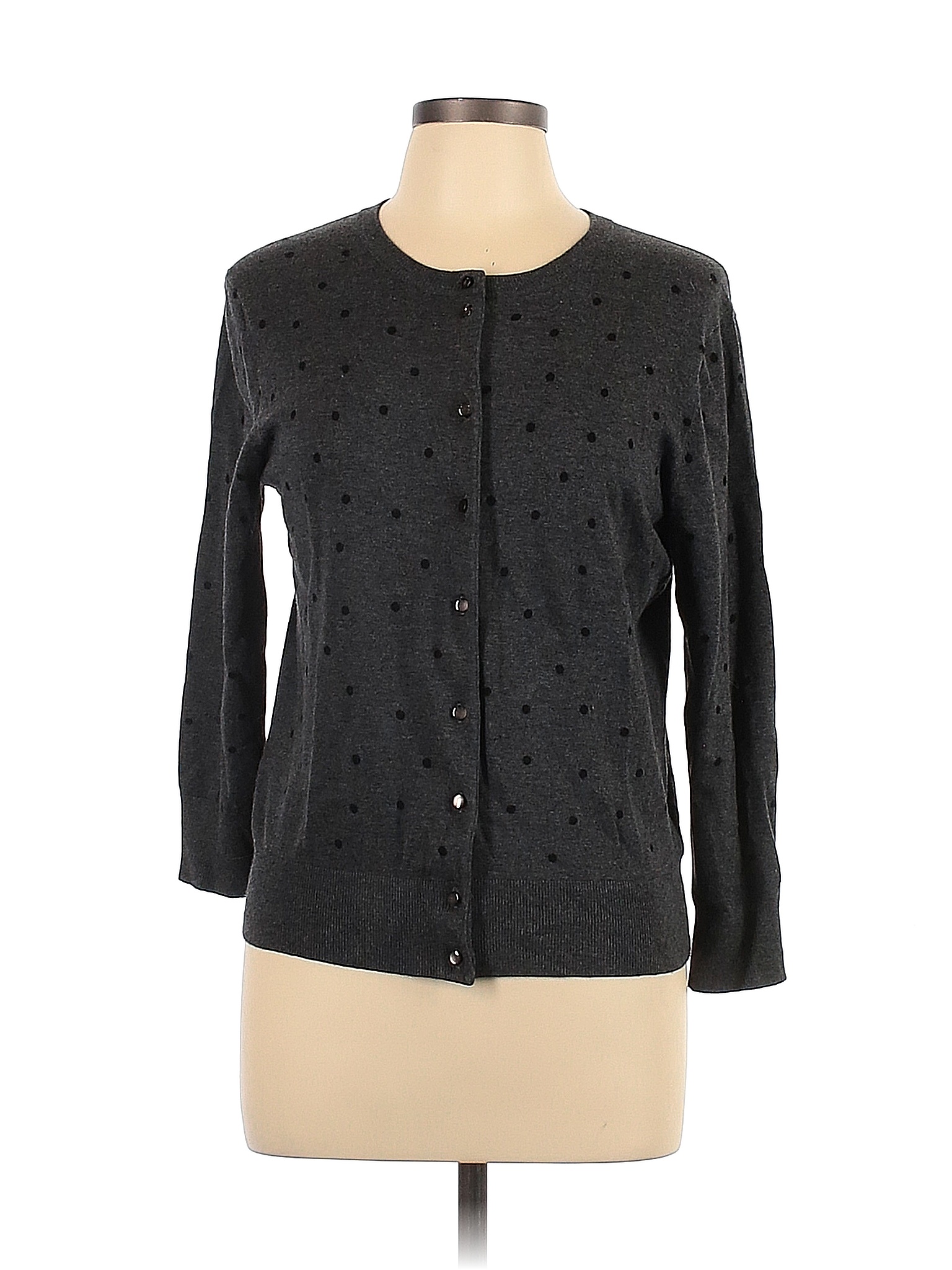 Cable & Gauge Color Block Polka Dots Gray Cardigan Size L - 58% off ...