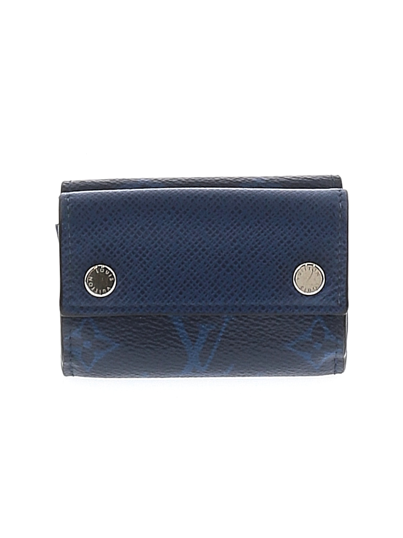 Louis Vuitton 100% Calf Leather Solid Blue Discovery Compact Wallet One ...