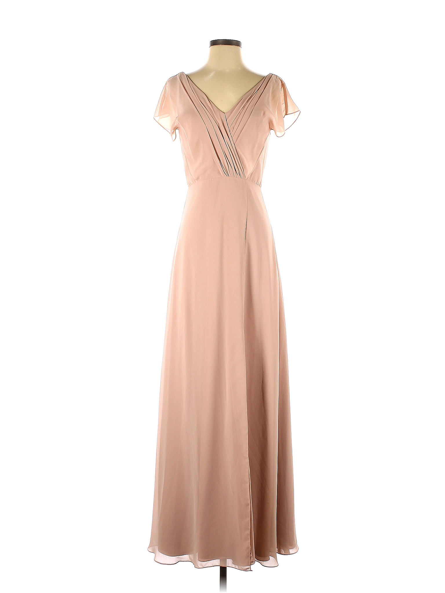 Monique Lhuillier Bridesmaid Solid Colored Pink Pink Gwen Gown Size 2